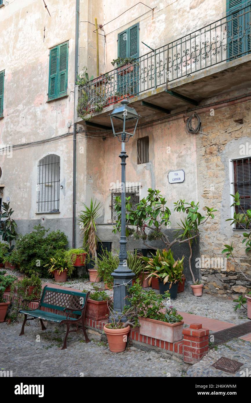 Cervo ligure, Italian roman city of the Ligurian riviera, in summer ...