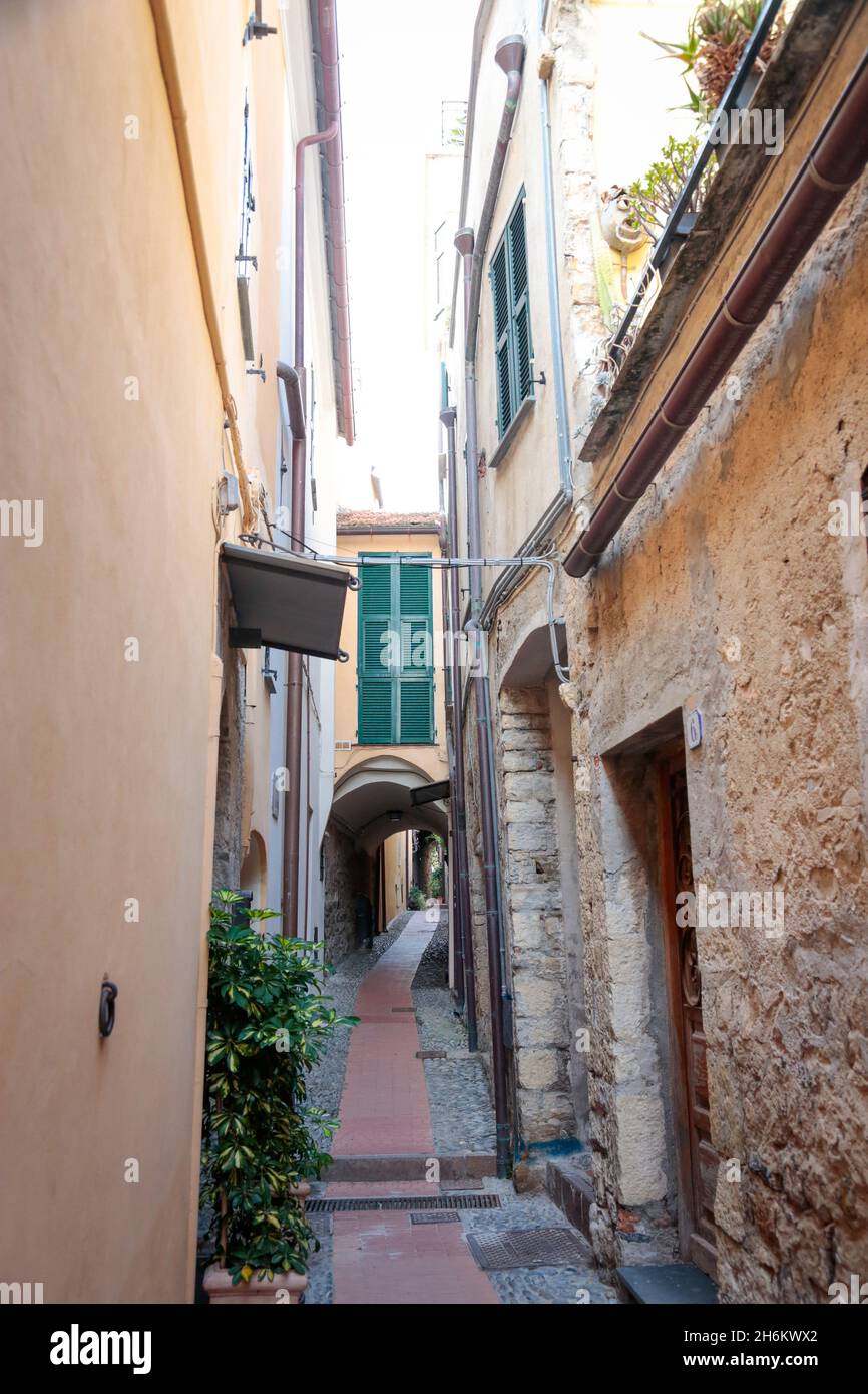 Cervo ligure, Italian roman city of the Ligurian riviera, in summer ...