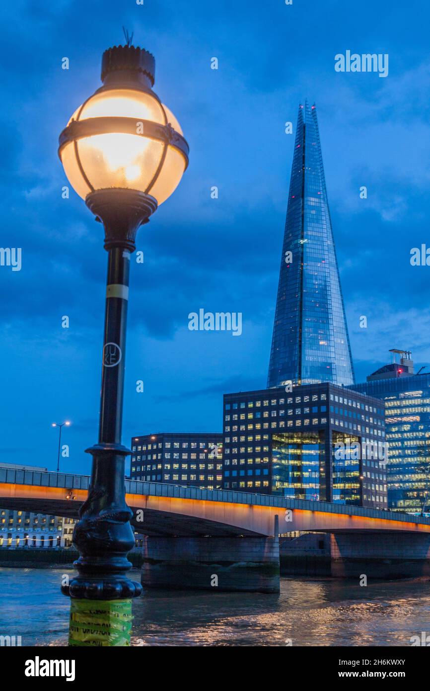 Night view of river Thames,London Bridge and skyline of London, United ...