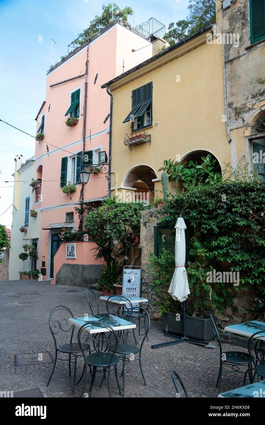 Cervo ligure, Italian roman city of the Ligurian riviera, in summer ...