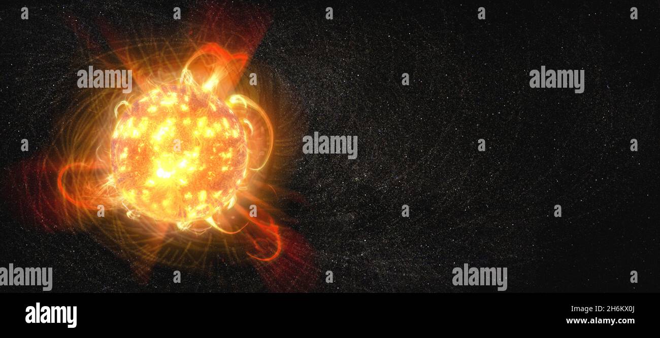 Sun in space. Elements of this image furnished by NASA Stock Photo - Alamy