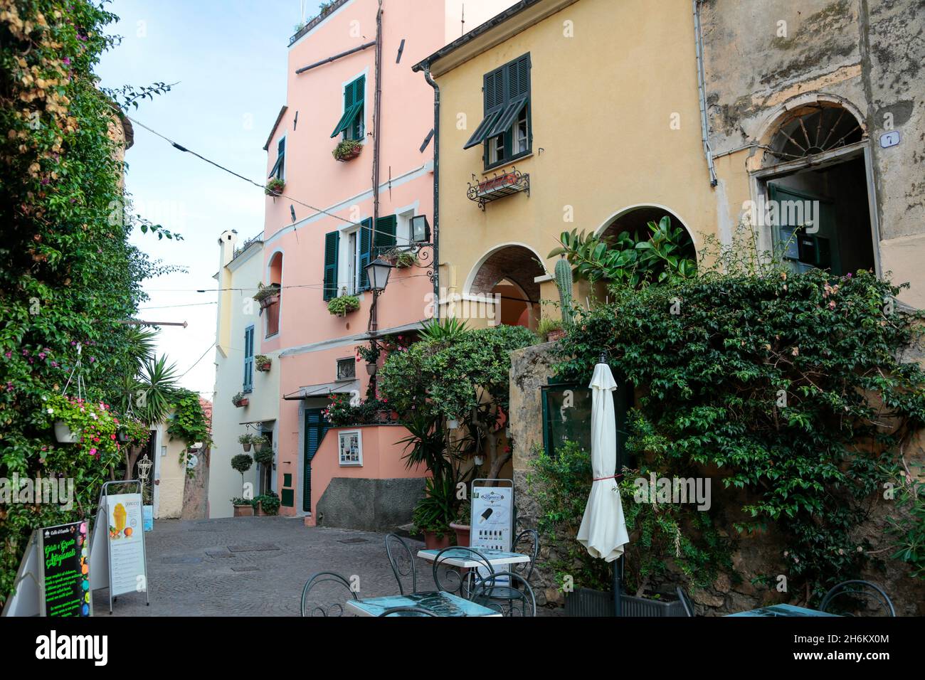 Cervo ligure, Italian roman city of the Ligurian riviera, in summer ...