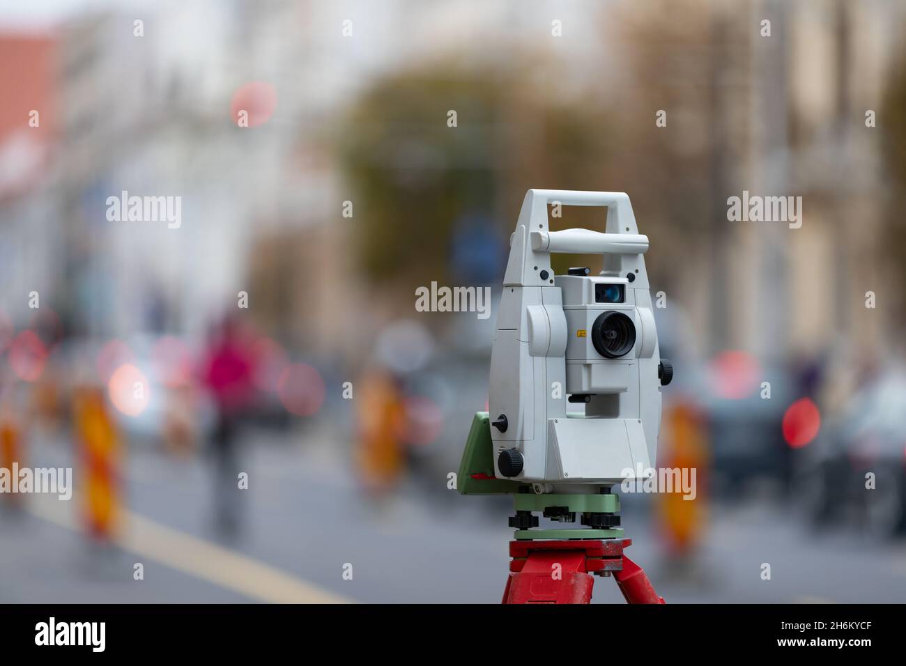 Picture of a theodolite for land surveying on the construction site ...