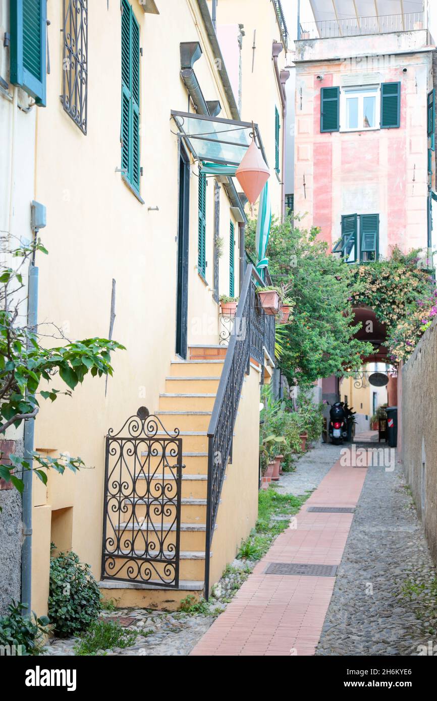 Cervo ligure, Italian roman city of the Ligurian riviera, in summer ...