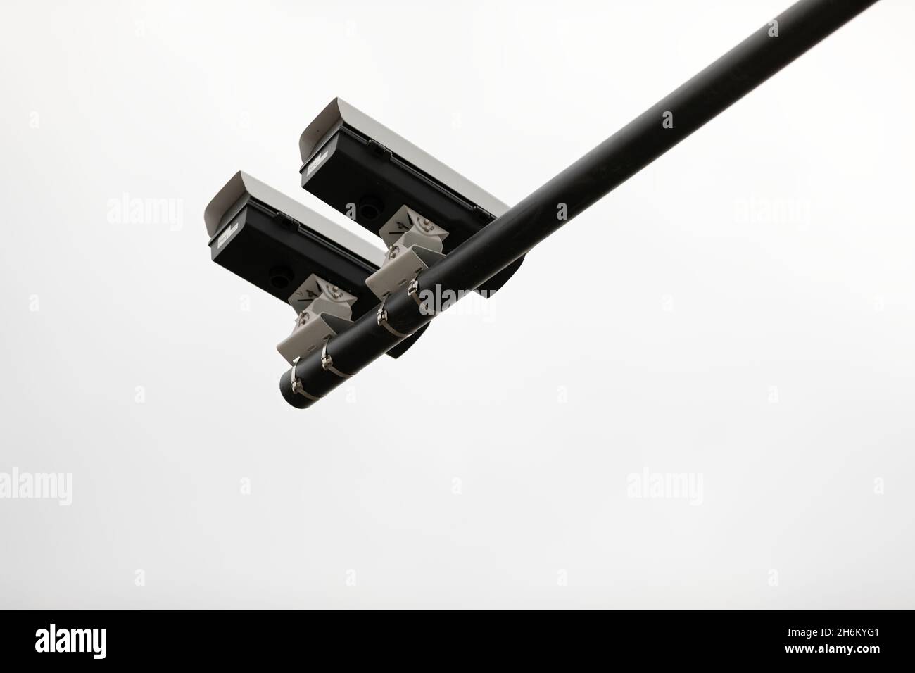 Security surveillance camera system attached on the traffic light pole ...