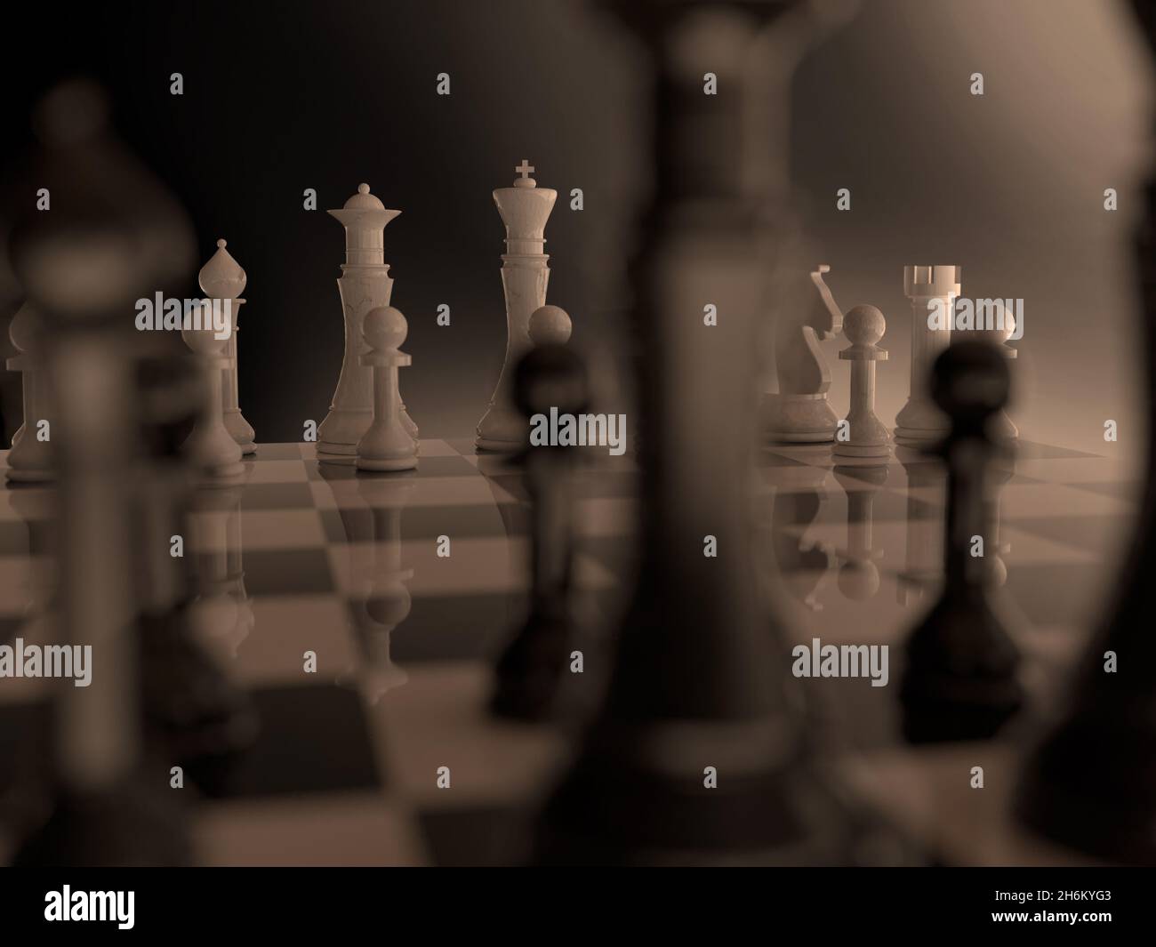 A chess board at the beginning of a game Stock Photo - Alamy