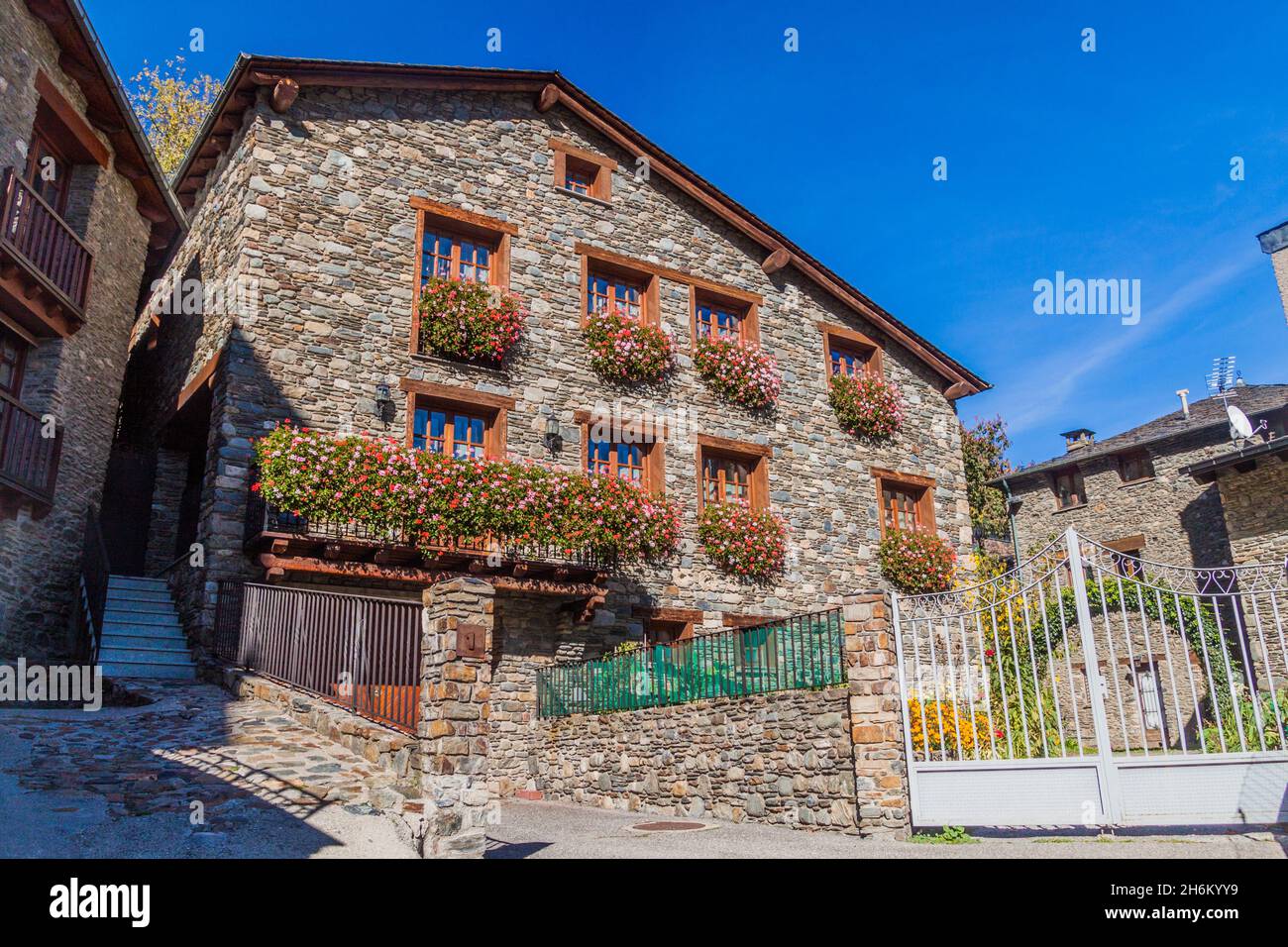 Traditional stone buildings in La Massana village, Andorra Stock Photo ...