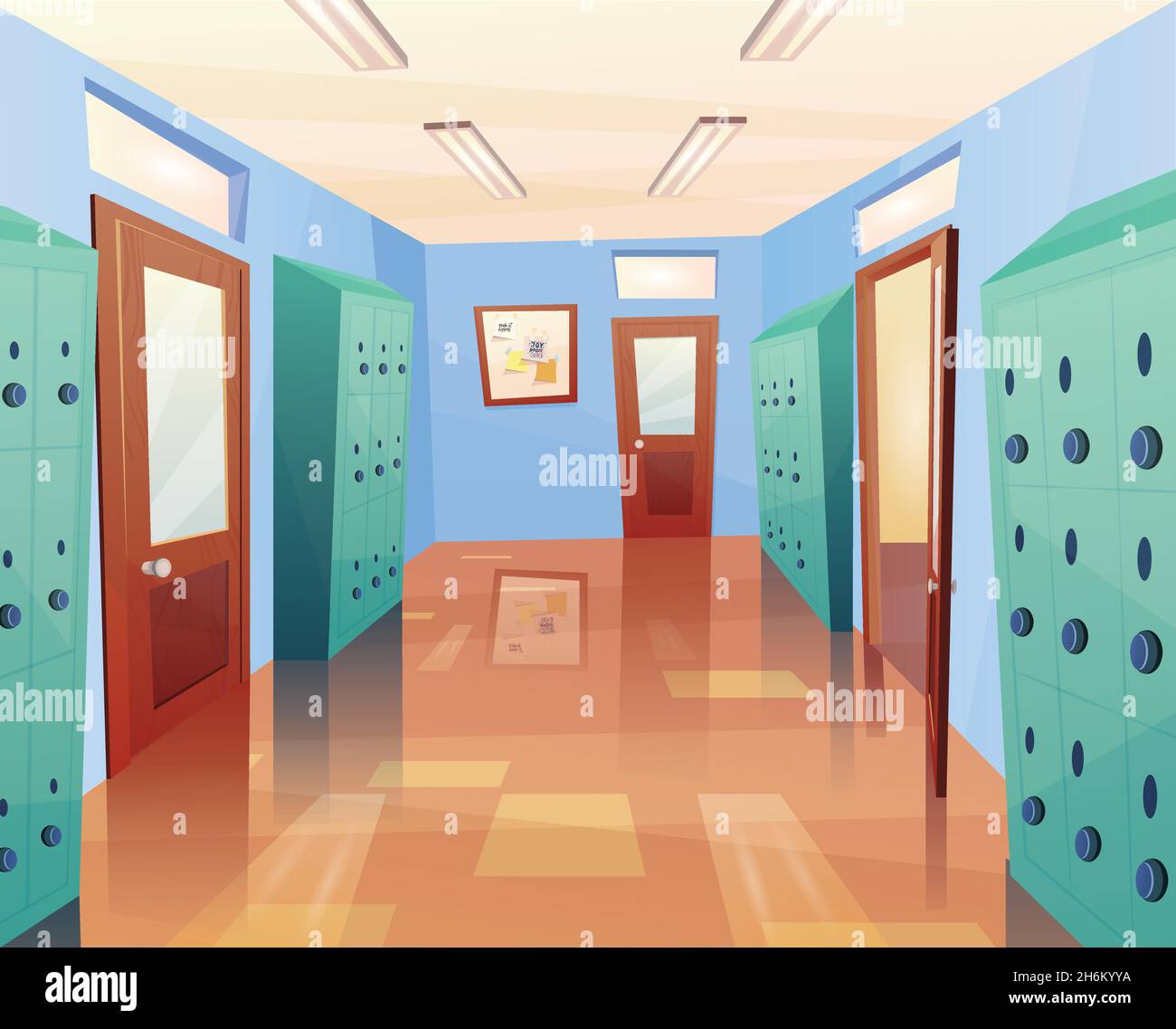 School Hallway Background With Lockers