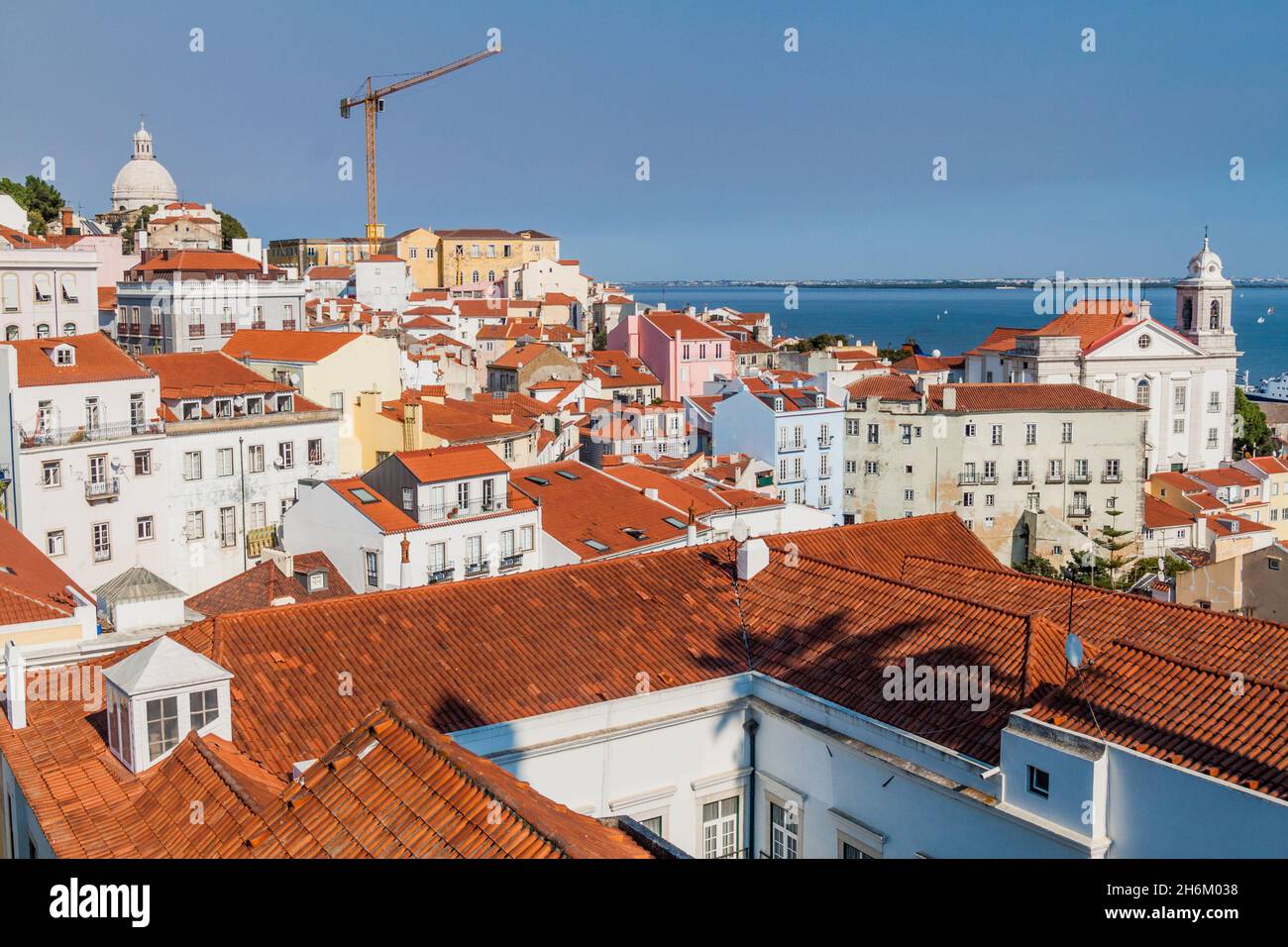 View of Lisbon from Miradouro de Santa Luzia viewpoint, Portugal Stock ...