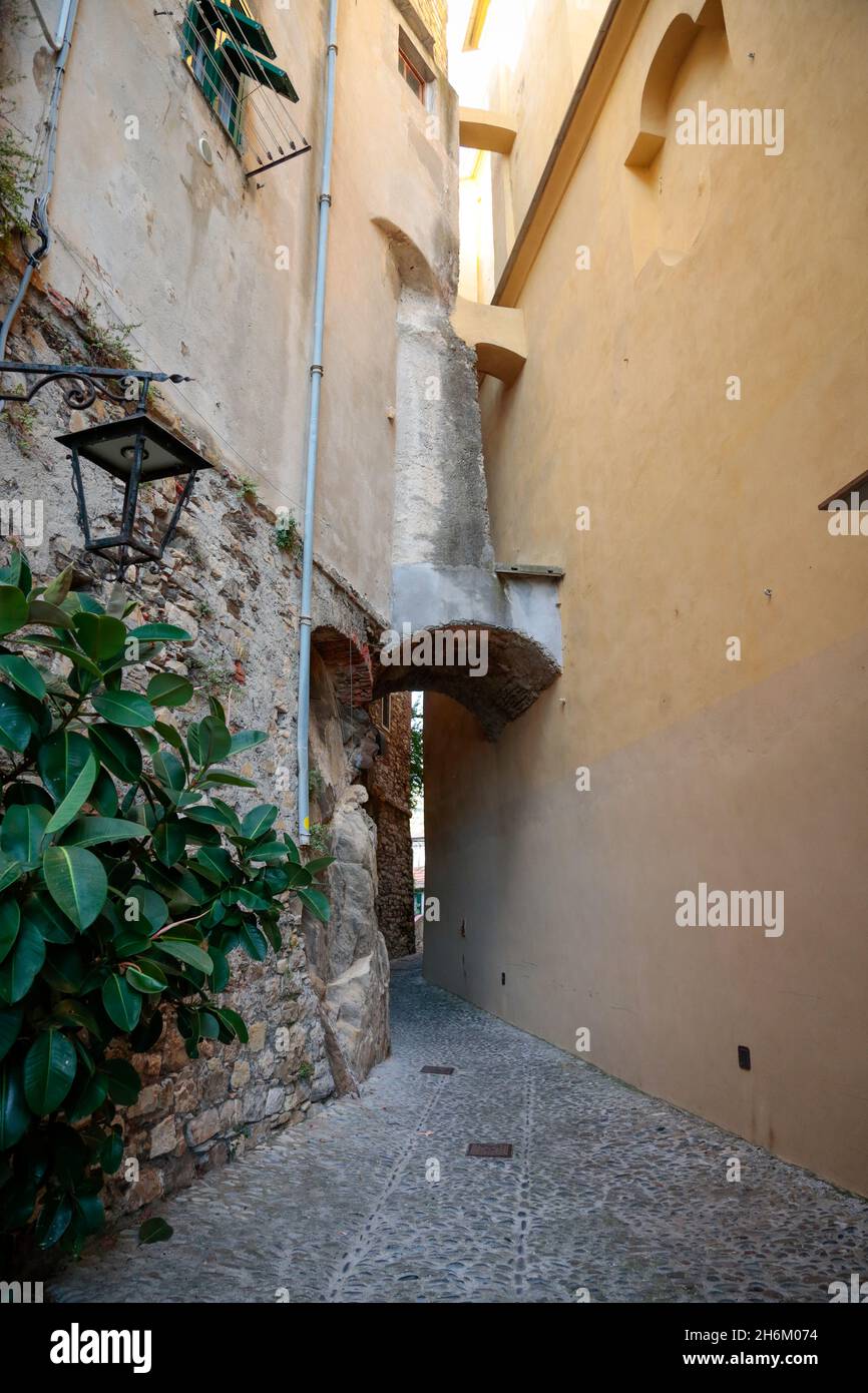 Cervo ligure, Italian roman city of the Ligurian riviera, in summer ...
