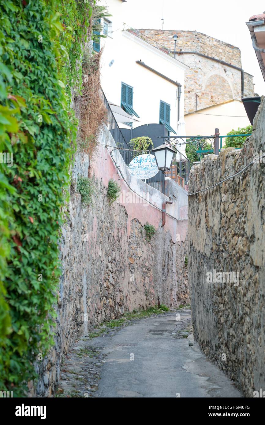 Cervo ligure, Italian roman city of the Ligurian riviera, in summer ...