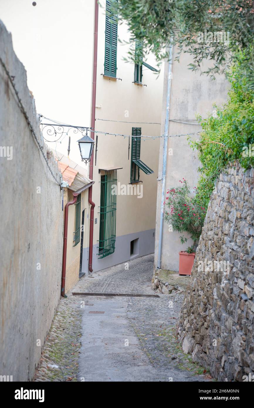 Cervo ligure, Italian roman city of the Ligurian riviera, in summer ...
