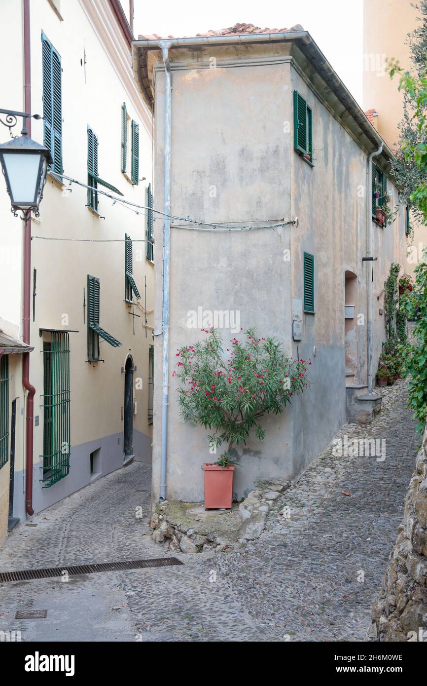 Cervo ligure, Italian roman city of the Ligurian riviera, in summer ...