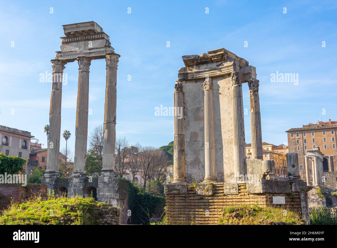 Ancient column ruins of Roman Forum in Rome, Italy Stock Photo - Alamy