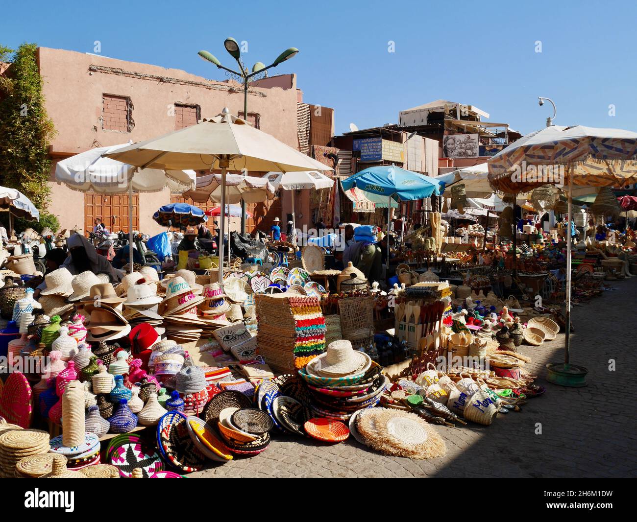 View of Place des Epices, spices' market, in the souk of Marrakech ...