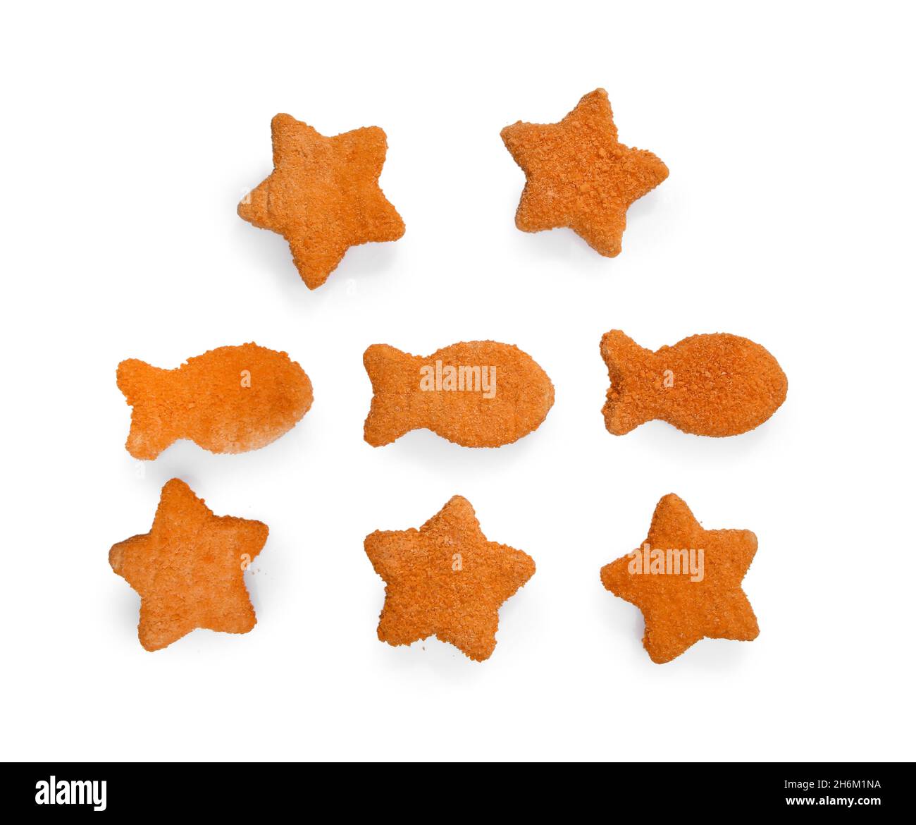 Tasty fish nuggets on white background Stock Photo - Alamy