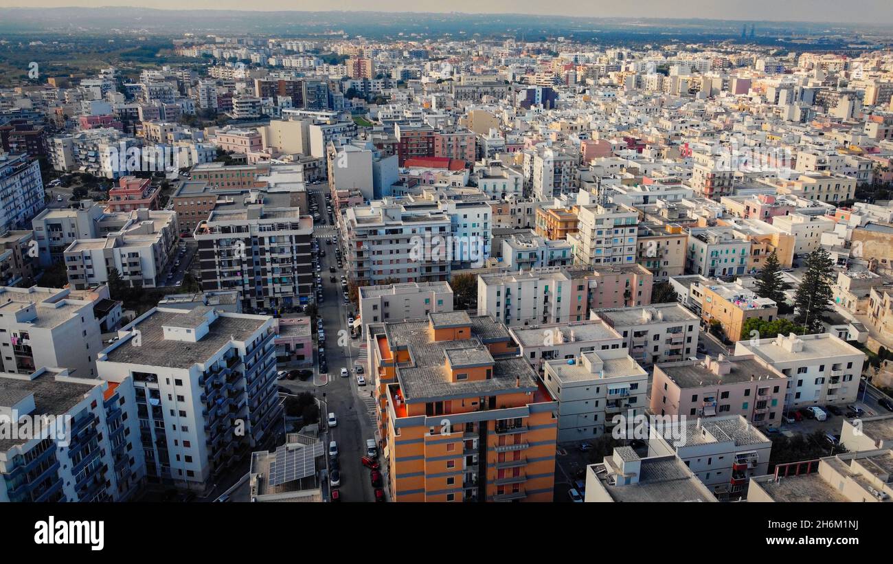 The old town of Monopoli in Italy from above - aerial view Stock Photo ...