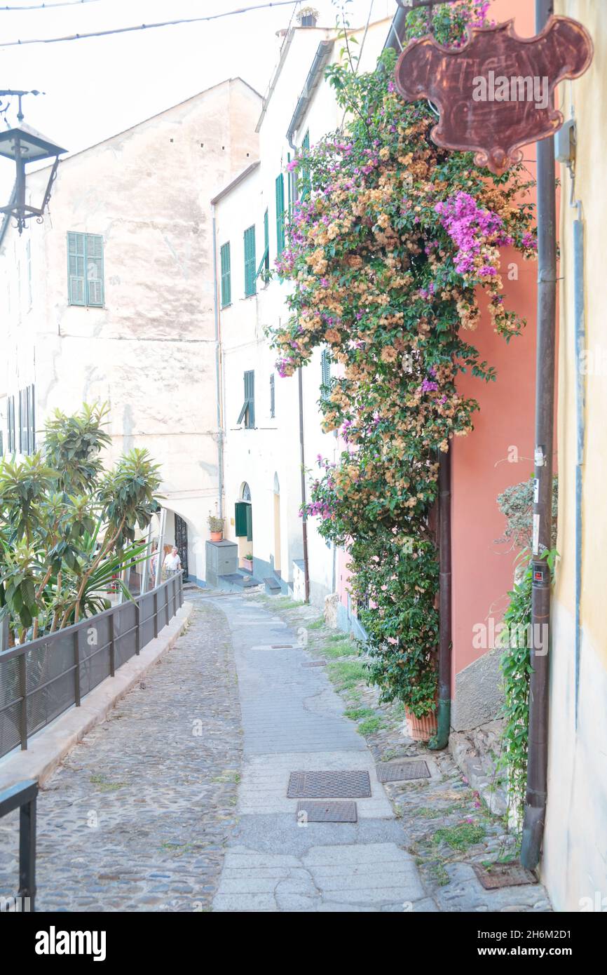 Cervo ligure, Italian roman city of the Ligurian riviera, in summer ...