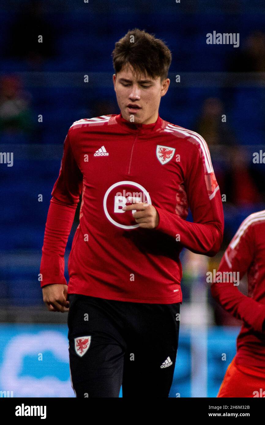 Cardiff, UK. 16th Nov, 2021. Rubin Colwill of Wales during the warm up ...