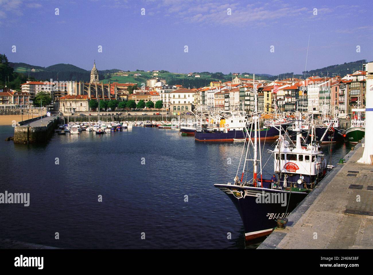 View of Boats in Harbor Lekeitio, Basque Country, Spain Stock Photo - Alamy