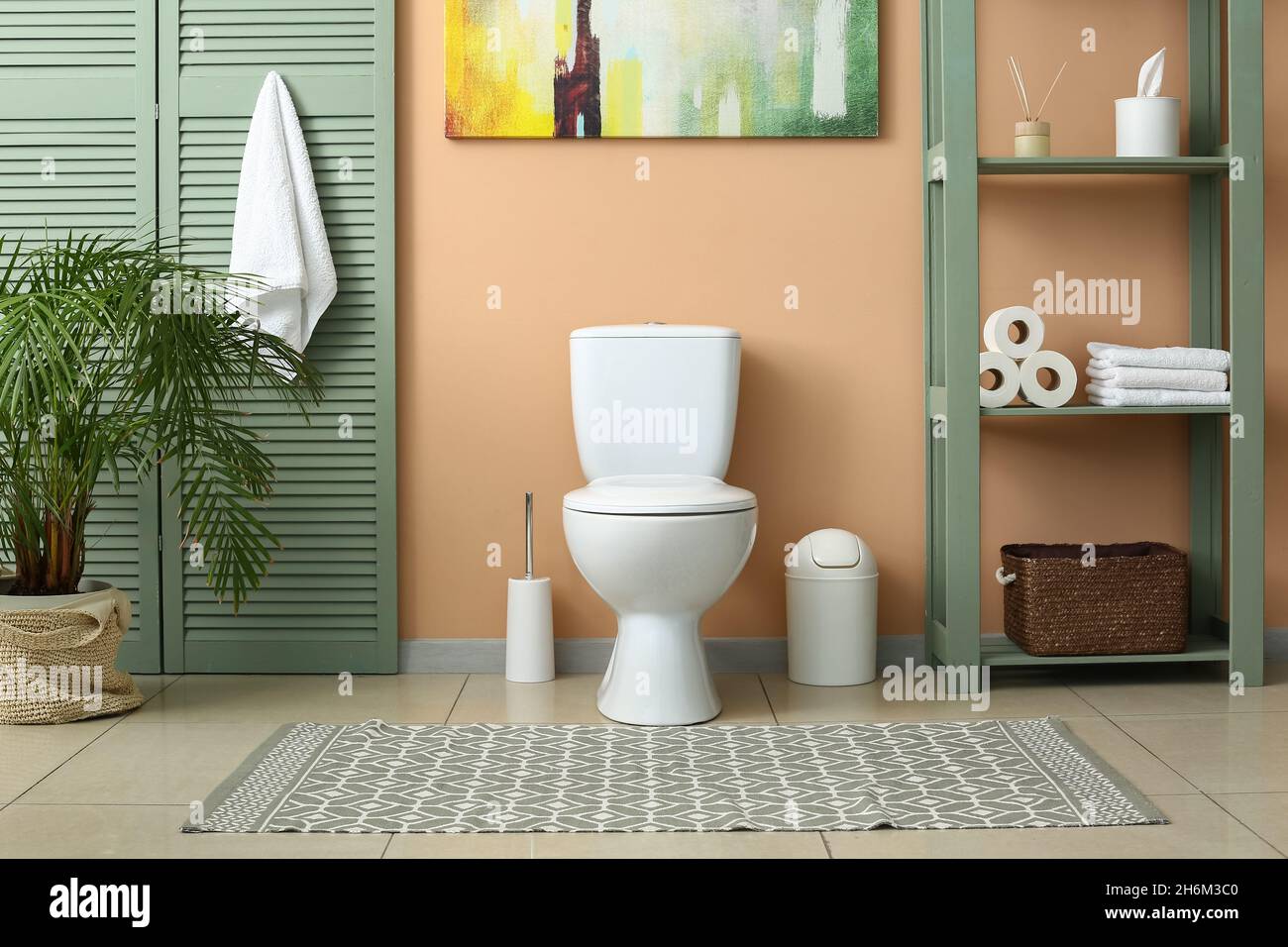 Interior of clean modern restroom Stock Photo - Alamy