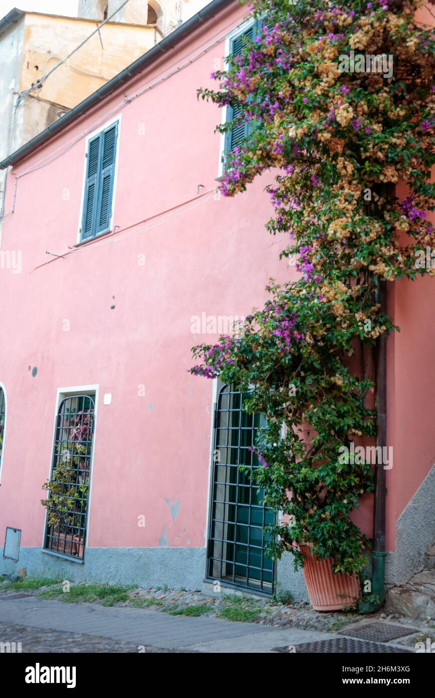 Cervo ligure, Italian roman city of the Ligurian riviera, in summer ...