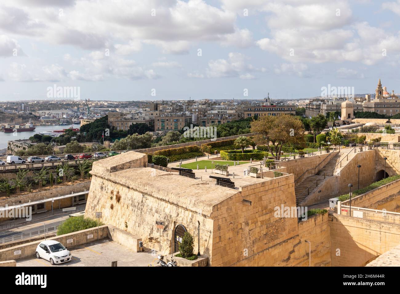 Valletta City walls and gardens, Malta, Europe. A UNESCO World Heritage ...