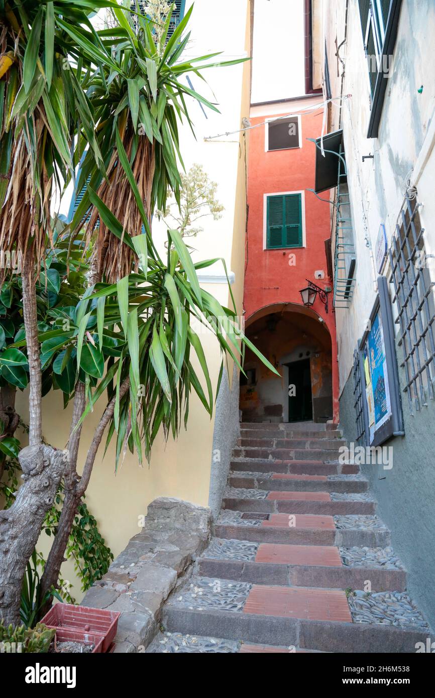 Cervo ligure, Italian roman city of the Ligurian riviera, in summer ...