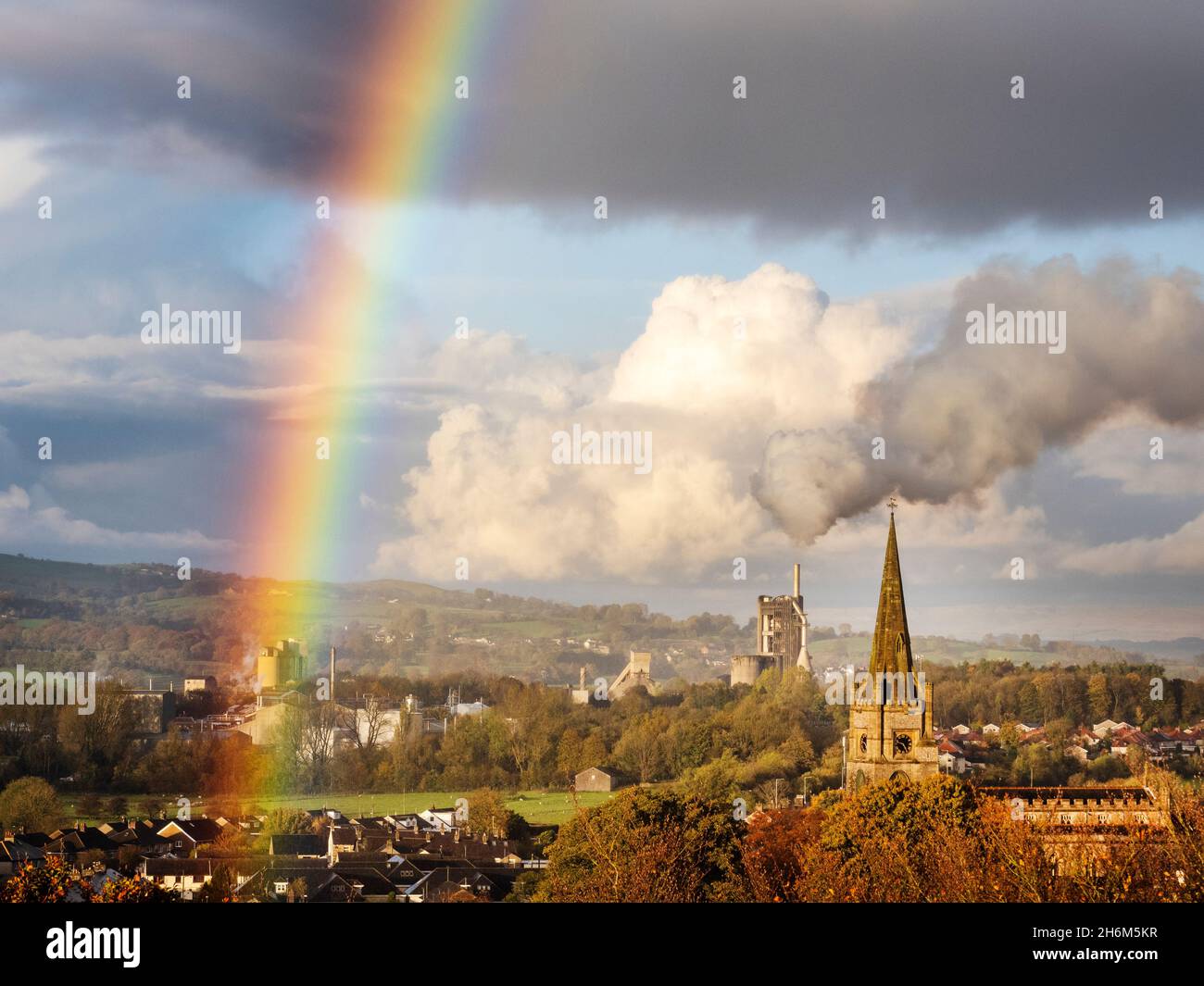 Emissions from Clitheroe cement works in Clitheroe, Lancashire, UK ...
