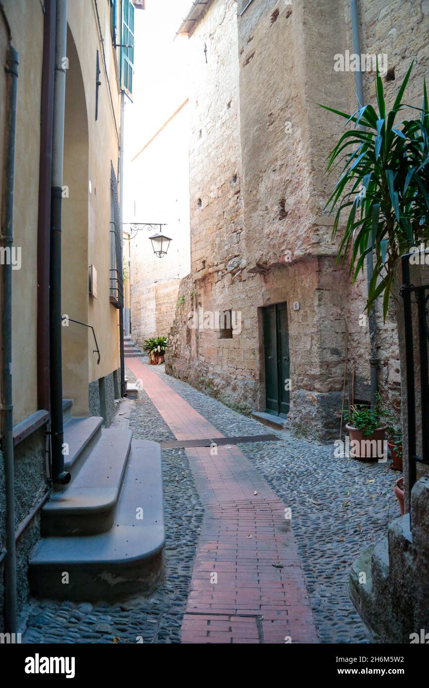 Cervo ligure, Italian roman city of the Ligurian riviera, in summer ...