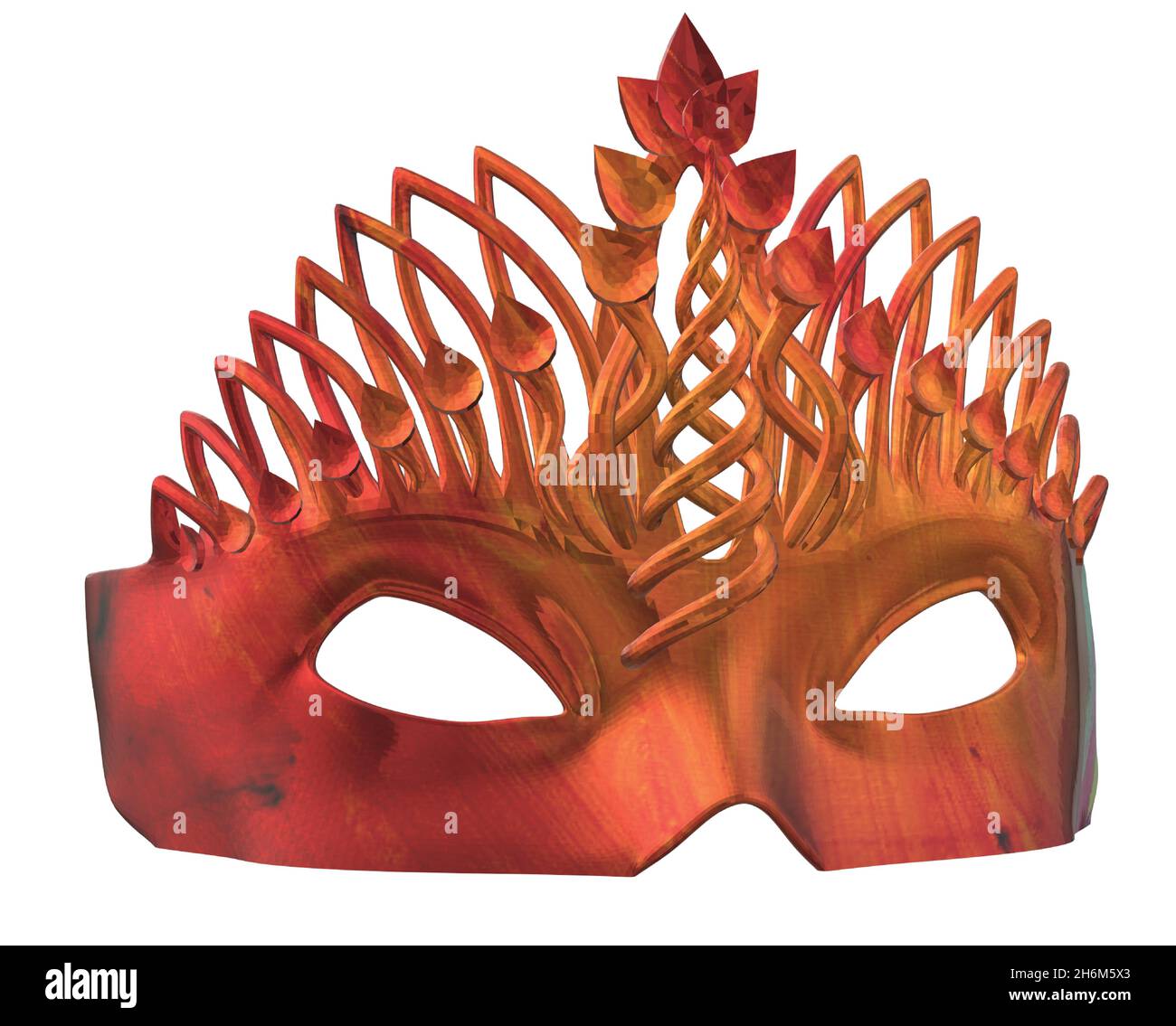 Orange Red Shiny Metal Half Face Masquerade Ball Venetian Mask Stock ...
