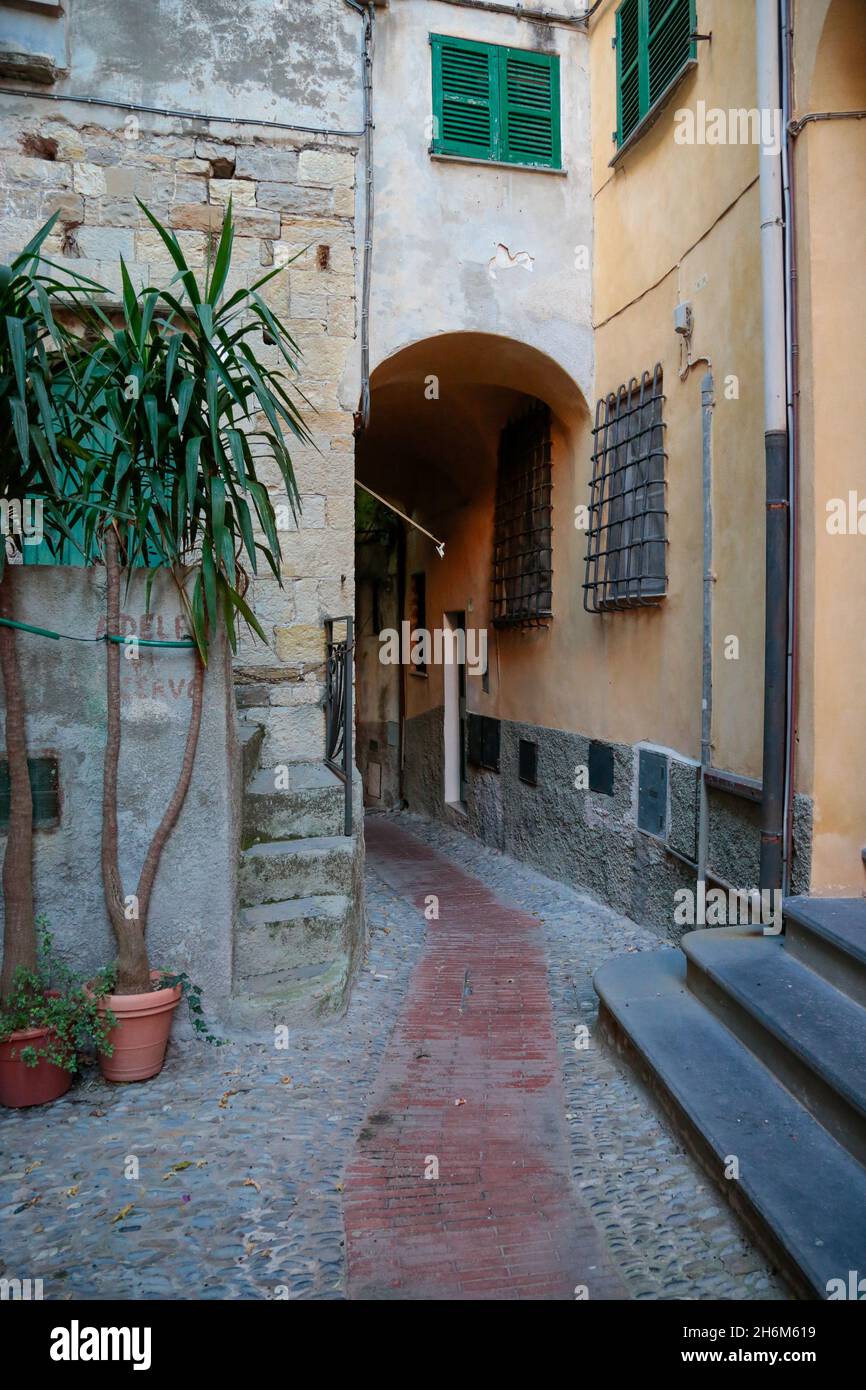 Cervo ligure, Italian roman city of the Ligurian riviera, in summer ...