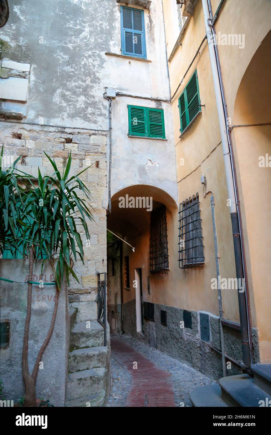Cervo ligure, Italian roman city of the Ligurian riviera, in summer ...