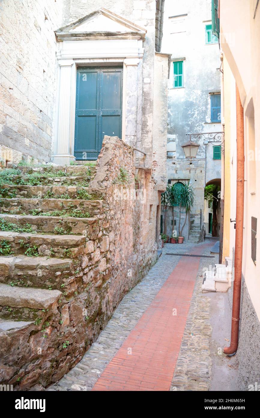 Cervo ligure, Italian roman city of the Ligurian riviera, in summer ...