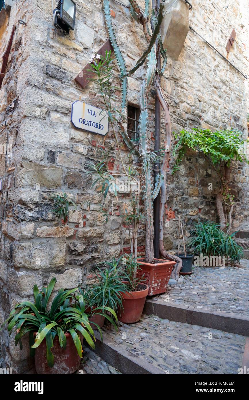Cervo ligure, Italian roman city of the Ligurian riviera, in summer ...