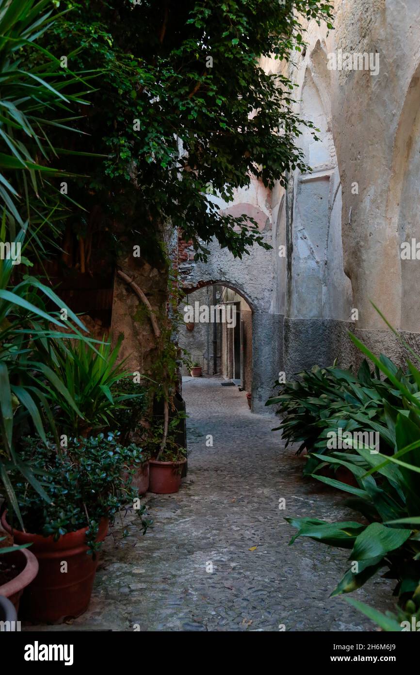 Cervo ligure, Italian roman city of the Ligurian riviera, in summer ...