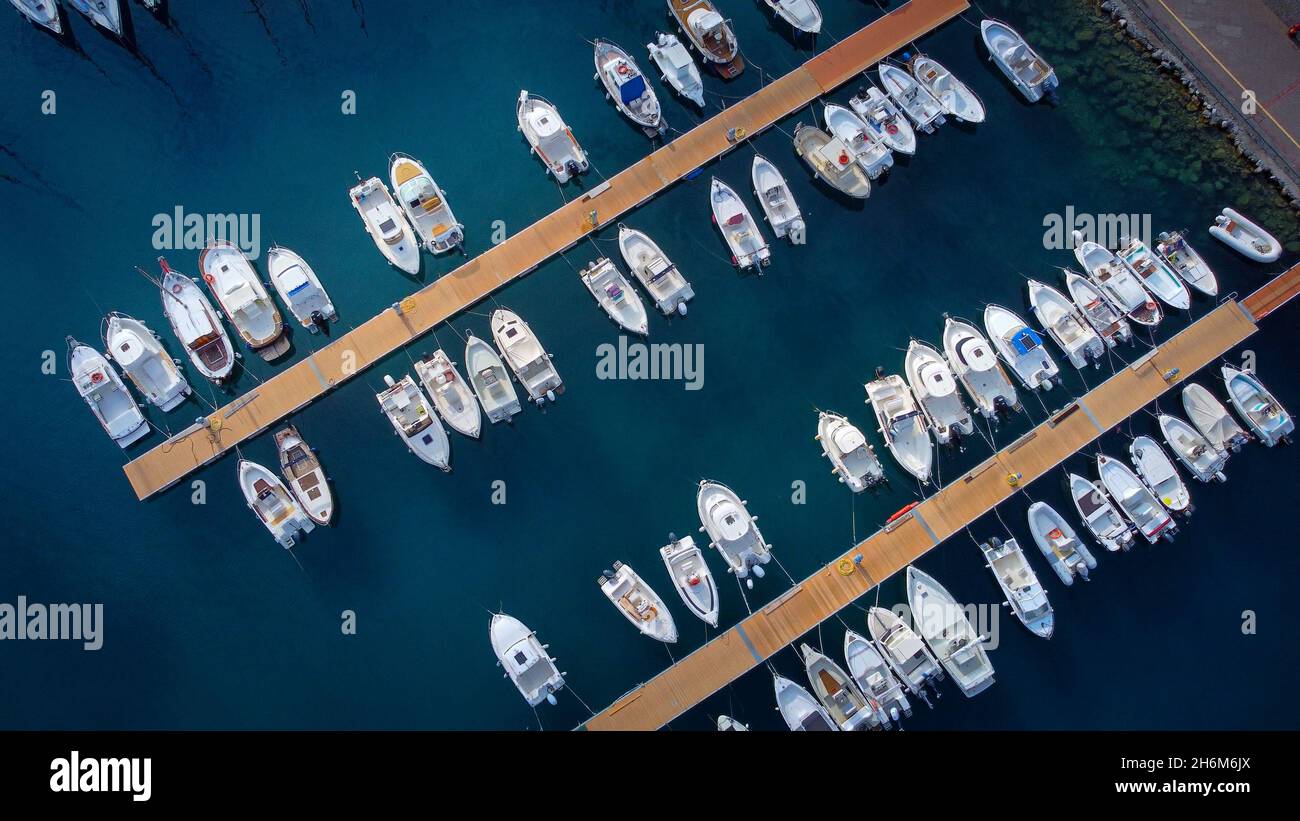 Boats at a marina - view from above Stock Photo - Alamy