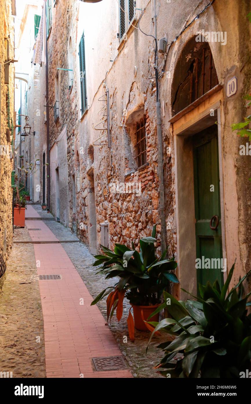 Cervo ligure, Italian roman city of the Ligurian riviera, in summer ...