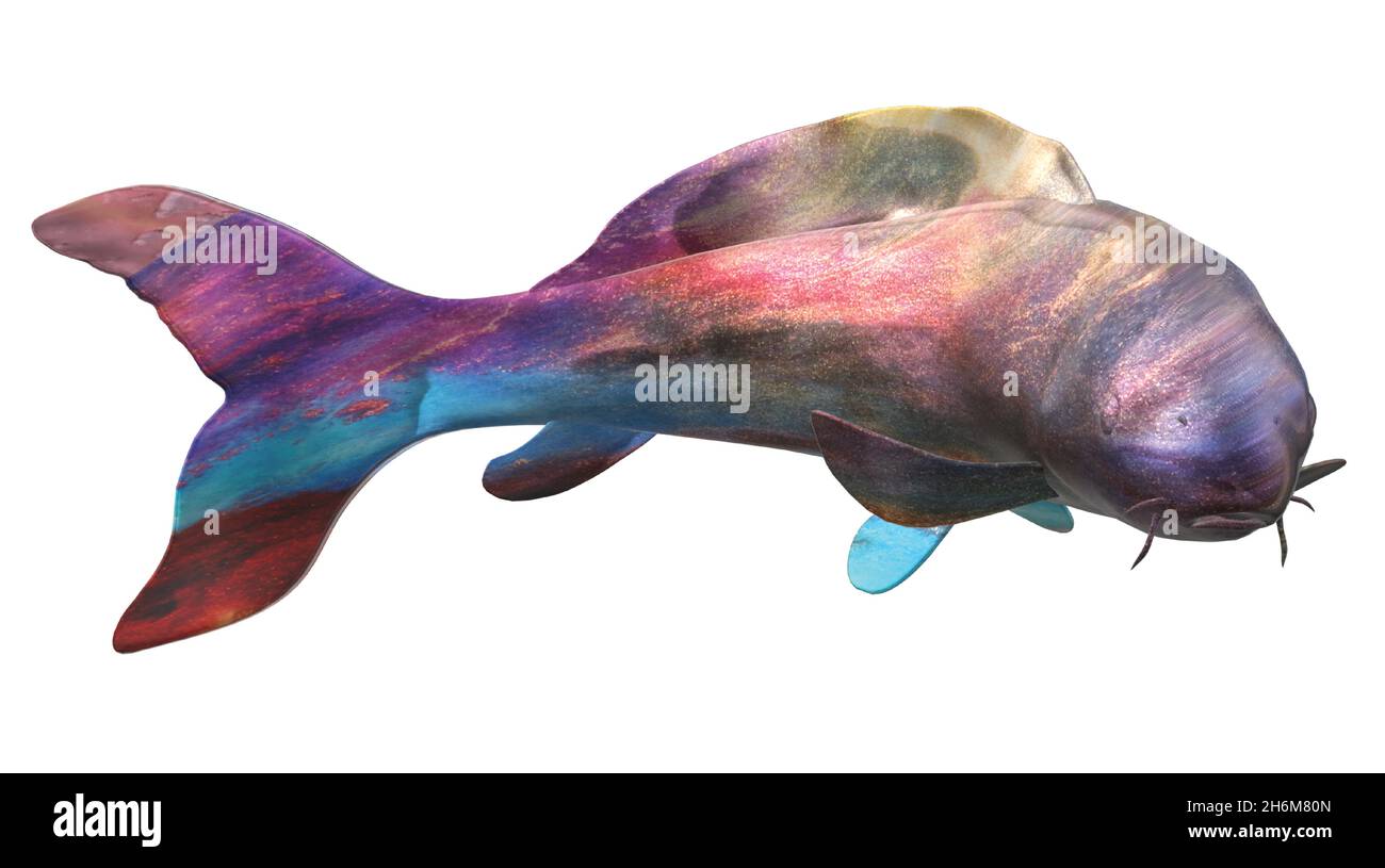 Colorful Abstract Painting Pattern Shiny Metal Fish Decoration Stock ...