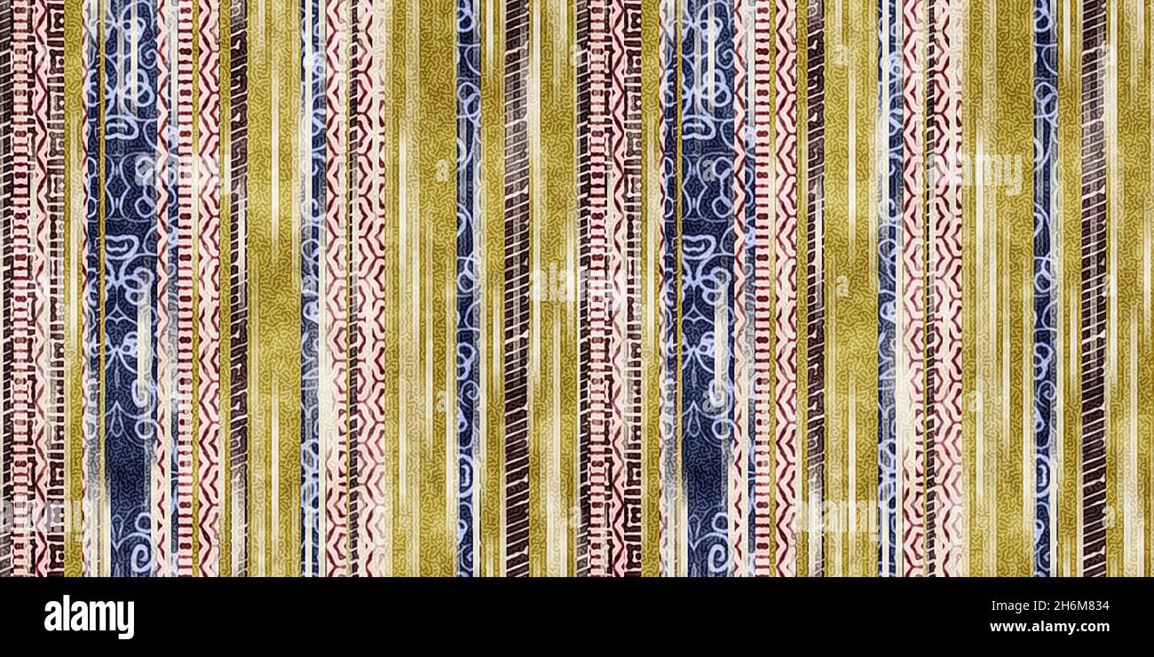 Seamless tribal ethnic stripe grungy border surface pattern design for ...