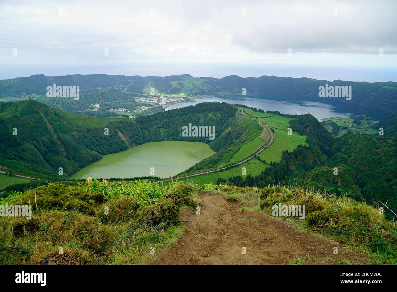 amazing green landscape on the azores island sao miguel Stock Photo - Alamy