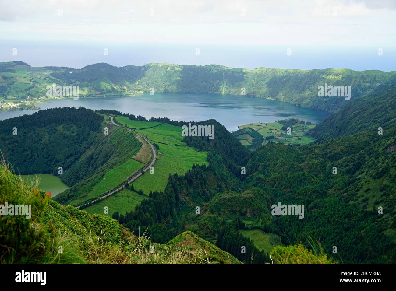 amazing green landscape on the azores island sao miguel Stock Photo - Alamy