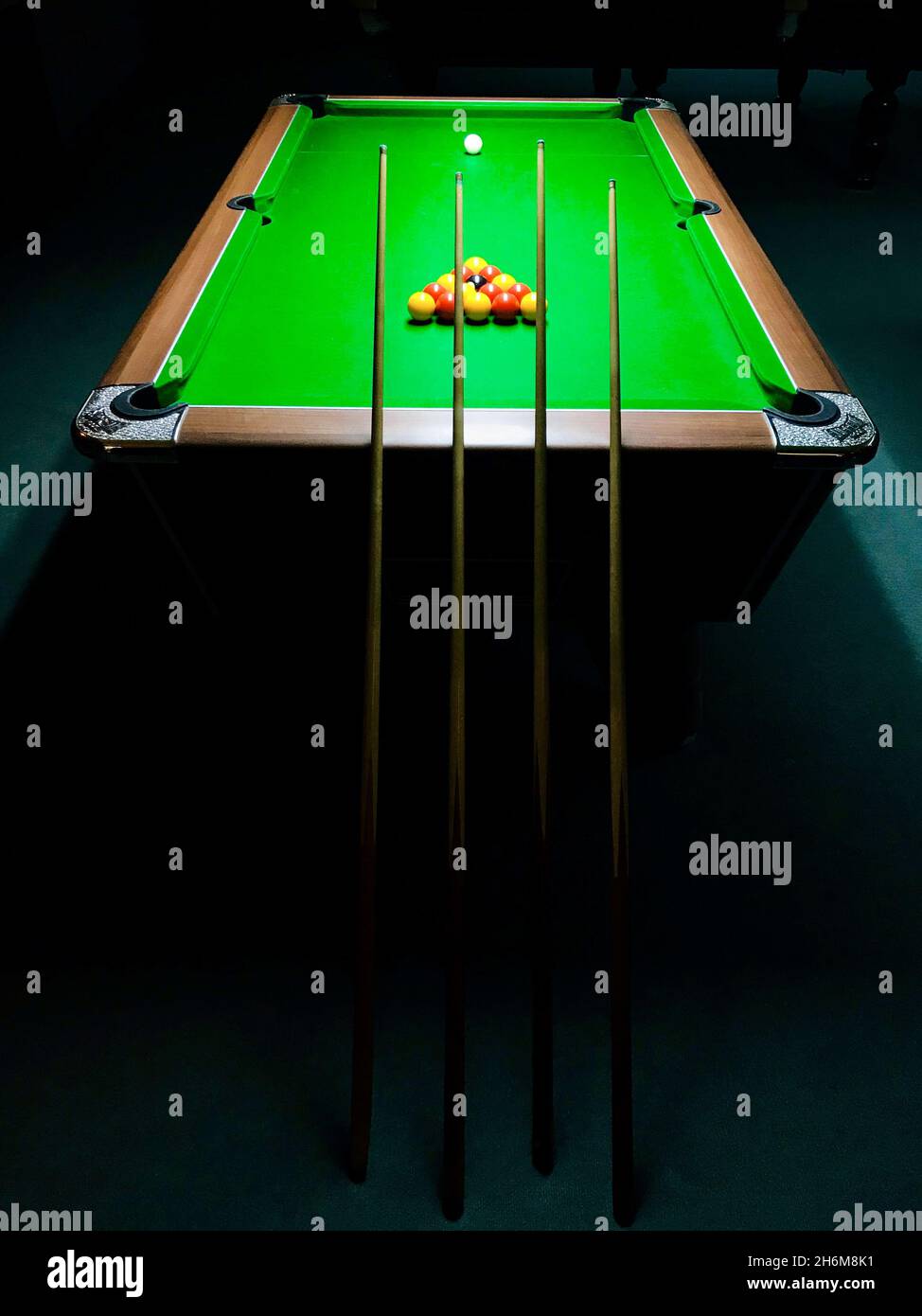 pool table in dark room Stock Photo - Alamy