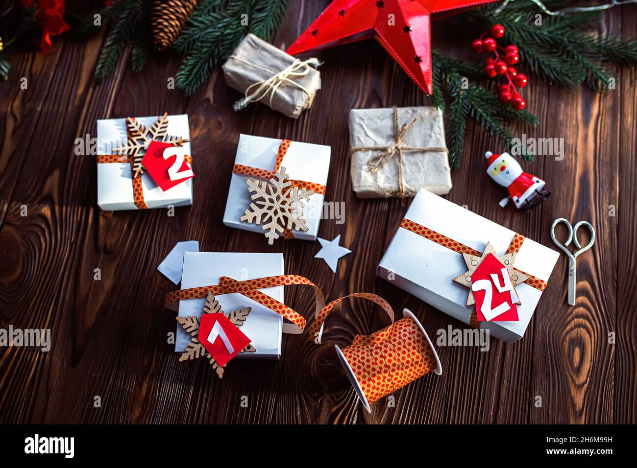 Gift boxes with numbers. Blanks for the manufacture of the Advent ...