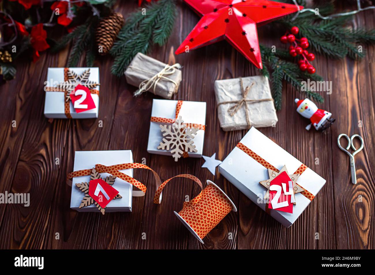 Gift boxes with numbers. Blanks for the manufacture of the Advent ...