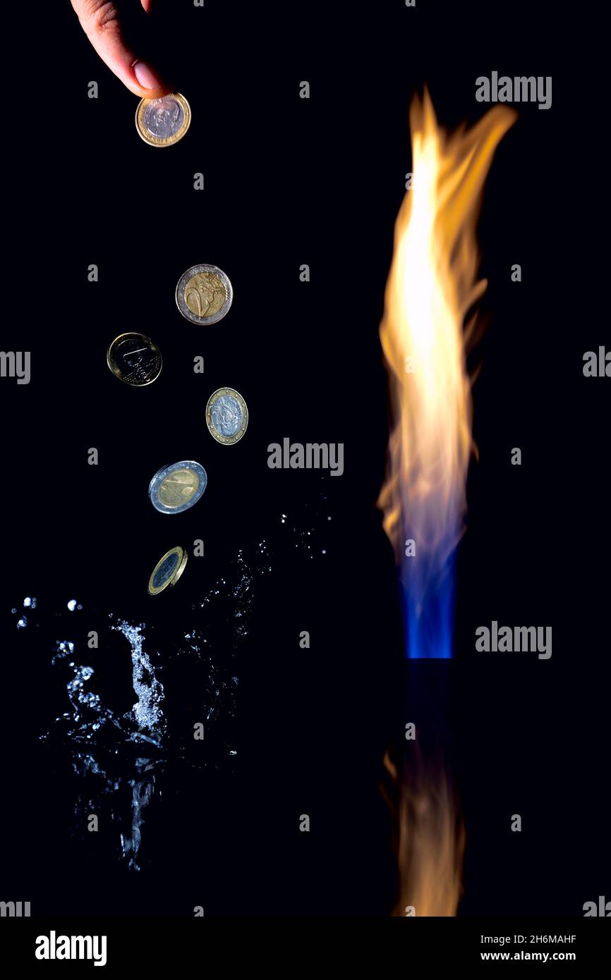 A gas flare devouring money. Gas money. Pillar of fire and levitating ...