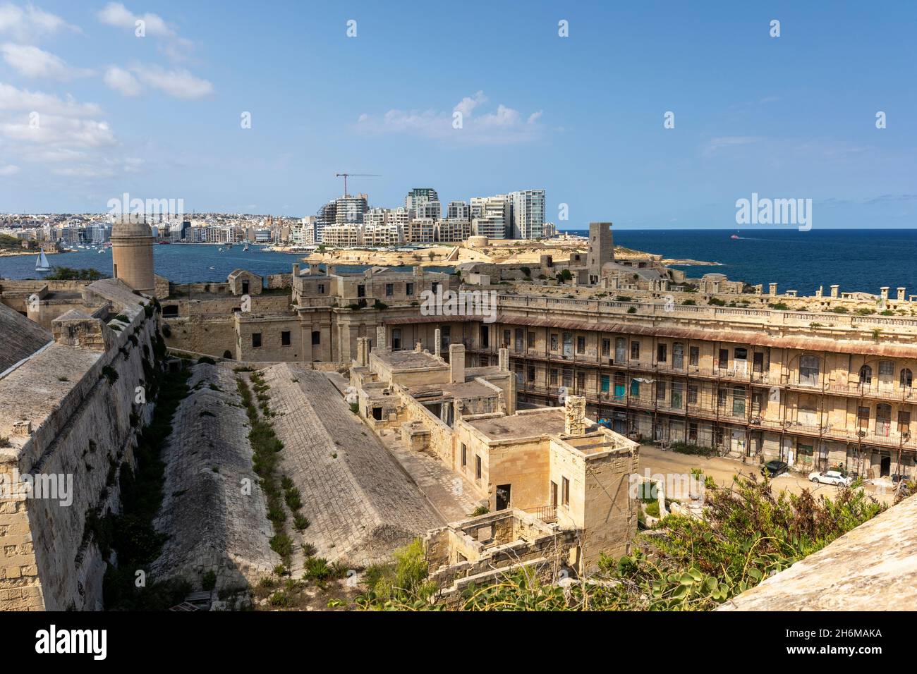 View from St Elmo Fort of the barracks in need of repair, Valletta ...