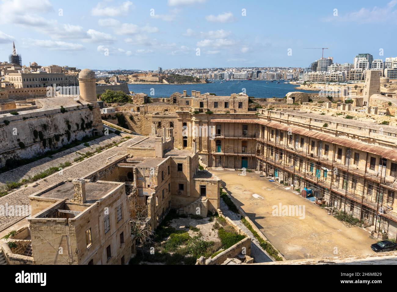 View from St Elmo Fort of the barracks in need of repair, Valletta ...