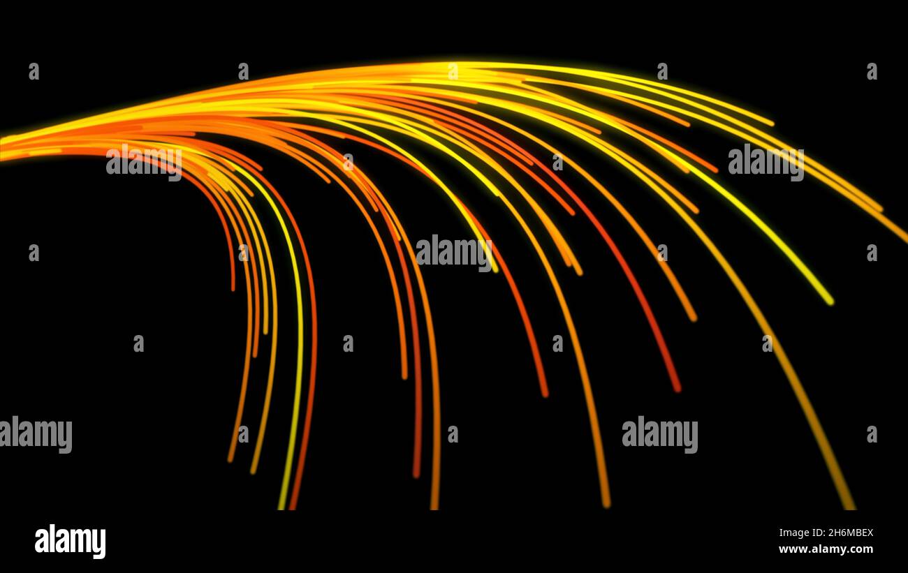 Abstract animation of bright neon stream of multicolored neon rays ...
