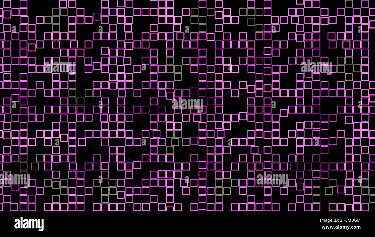 Tetris squares with neon light. Animation. Beautiful set of neon ...